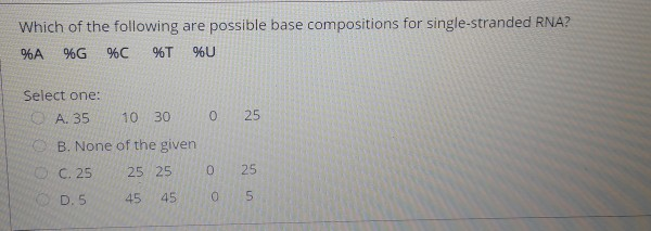 Solved Which of the following are possible base compositions | Chegg.com