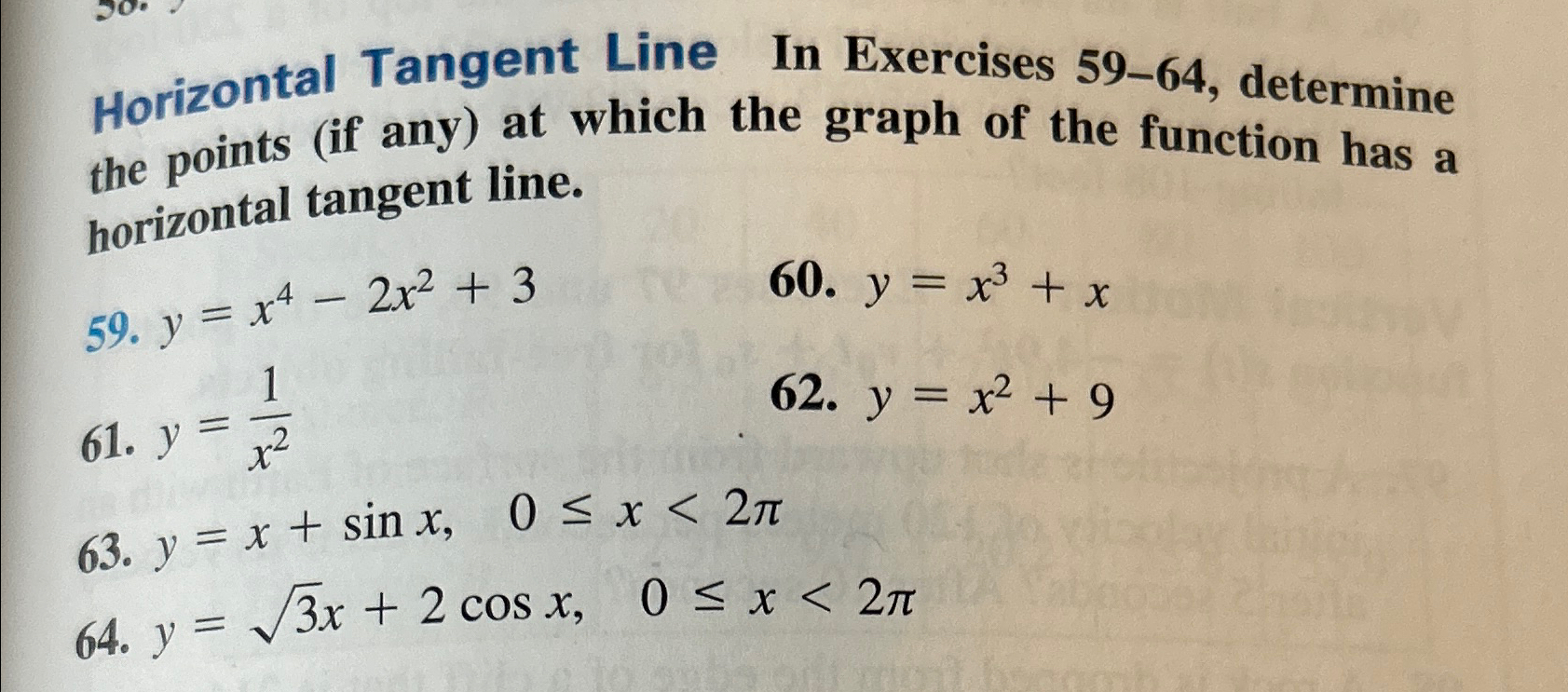 Solved Horizontal Tangent Line In Exercises 59-64, | Chegg.com
