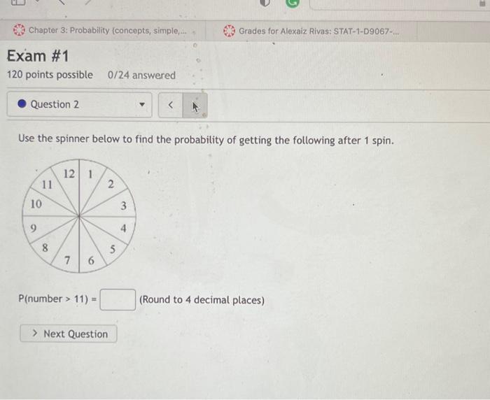 Solved Use the spinner below to find the probability of | Chegg.com