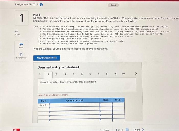 Solved Assignment 5 - Ch 5 i 1 50 points Mc Print References | Chegg.com