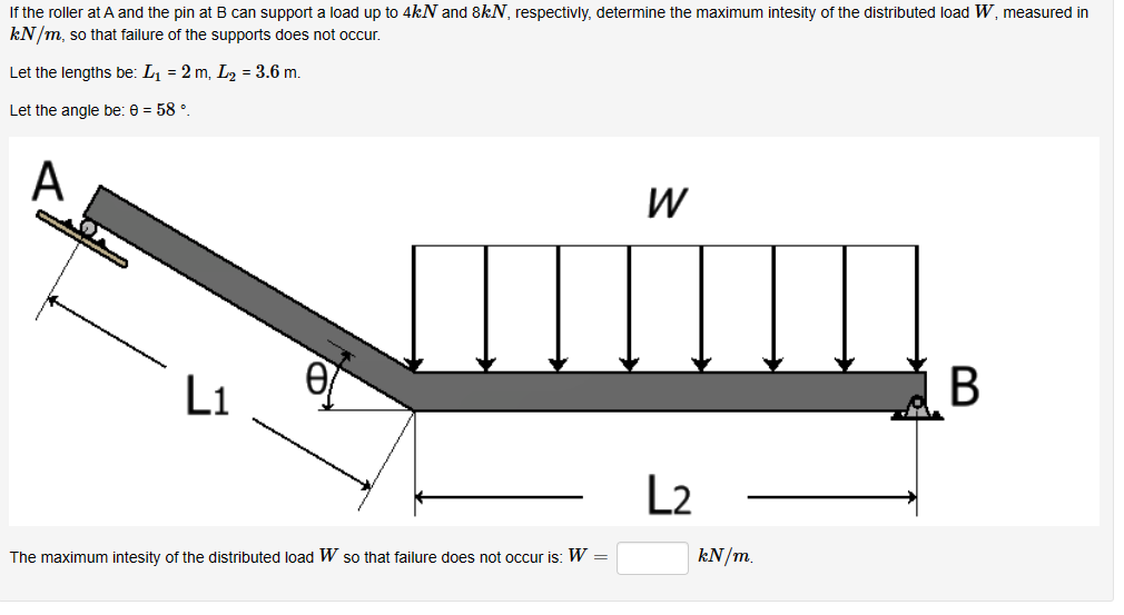 Solved If the roller at A and the pin at B can support a | Chegg.com