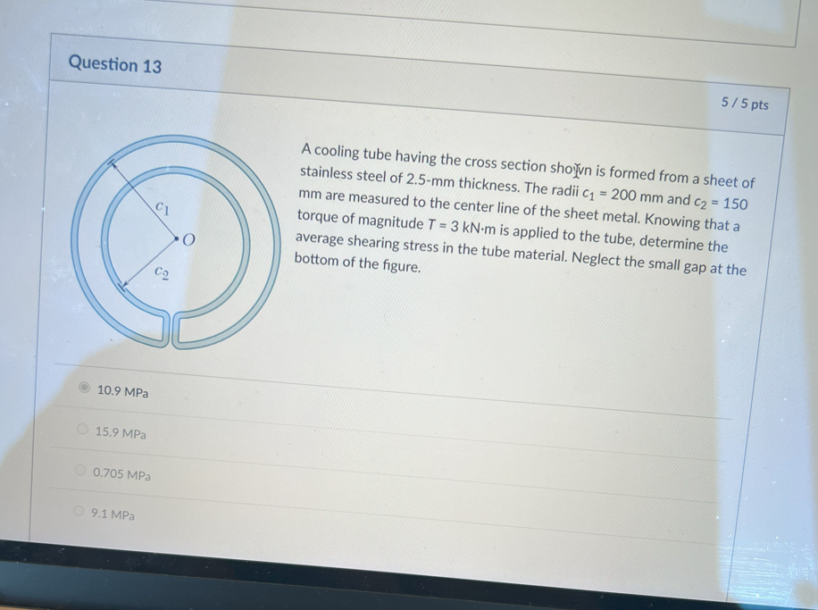 Solved Question 13A cooling tube having the cross section | Chegg.com