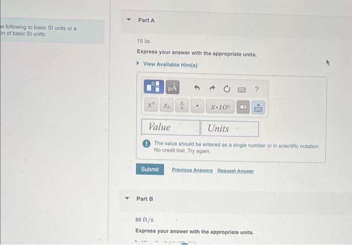 Solved Part A tollowing to basic Sl units or a pn of basio | Chegg.com
