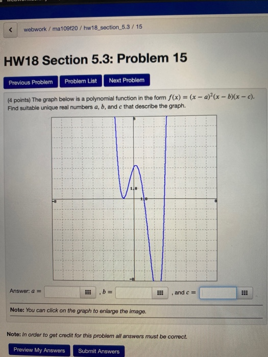 Solved webwork/ma109f20/ hw18_section_5.3 / 15 HW18 Section | Chegg.com