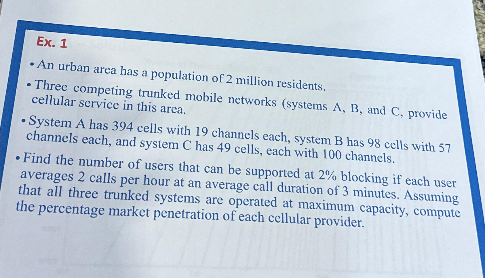 Solved Ex. 1An urban area has a population of 2 ﻿million | Chegg.com