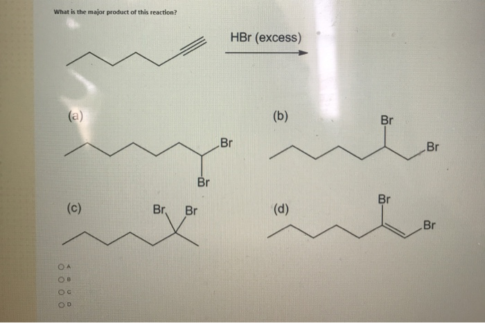 Solved What is the major product of this reaction? HBr | Chegg.com