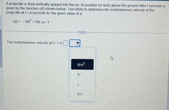 Solved A projectile is fired vertically upward into the air, | Chegg.com