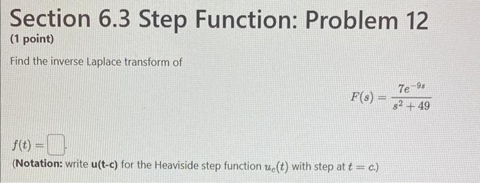 Solved Section 6 3 Step Function Problem 12 1 Point Find