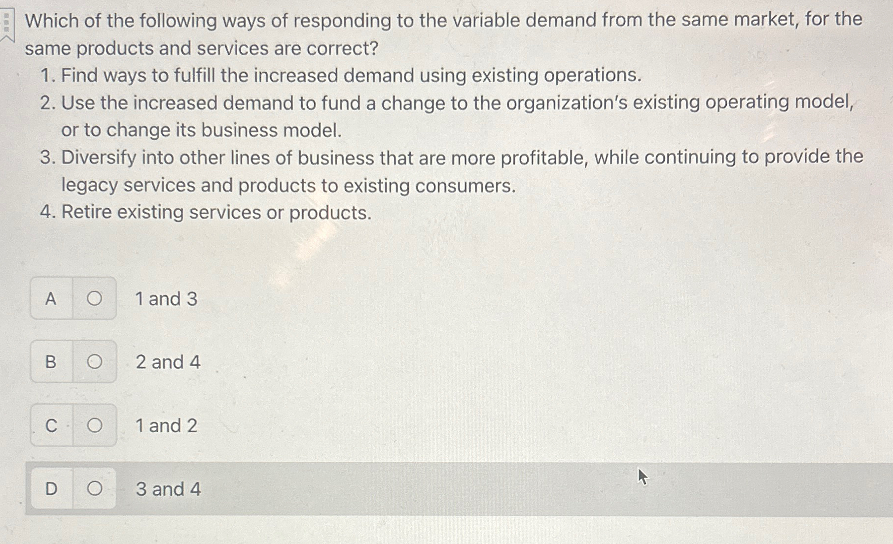 Solved Which of the following ways of responding to the | Chegg.com