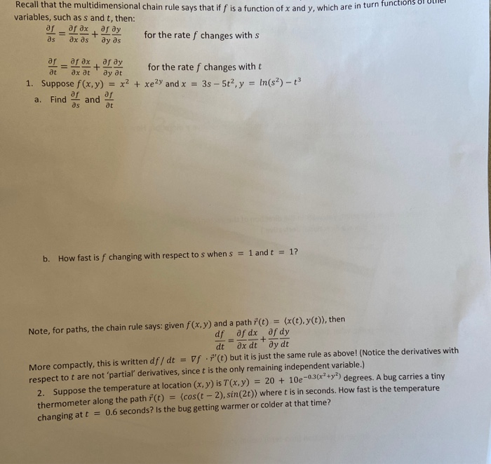 Solved Recall that the multidimensional chain rule says that | Chegg.com