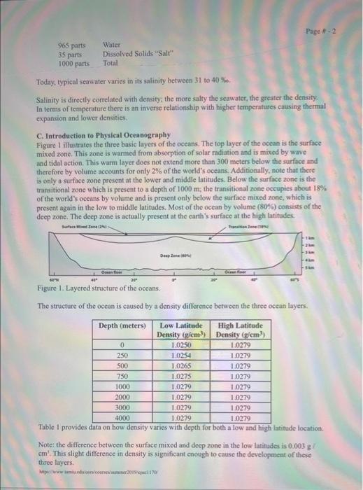 Solved Part 1 A. Introdection Oceanography is obviously the | Chegg.com