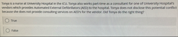 Solved Tonya is a nurse at University Hospital in the ICU. | Chegg.com