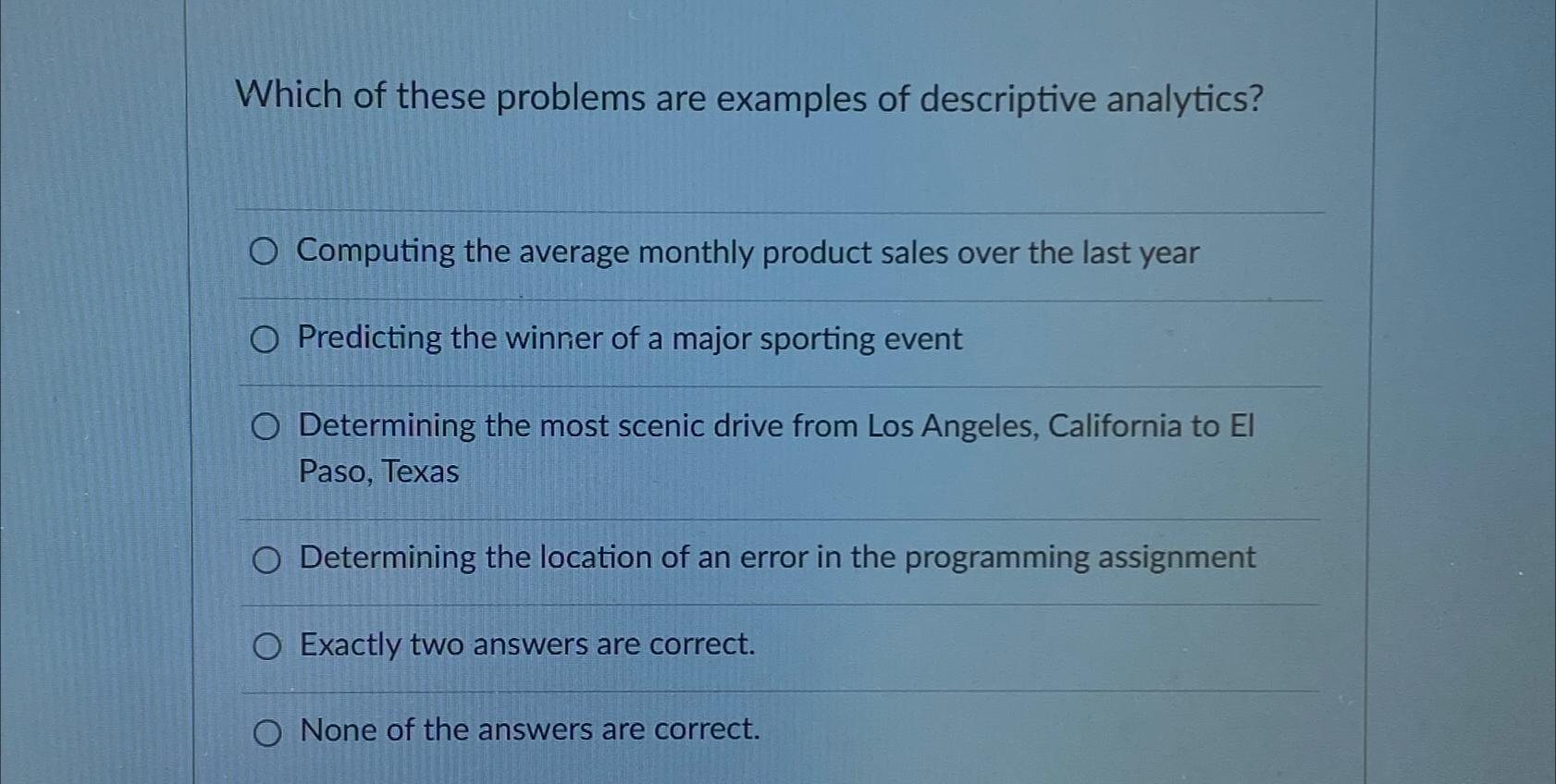 Solved Which of these problems are examples of descriptive | Chegg.com