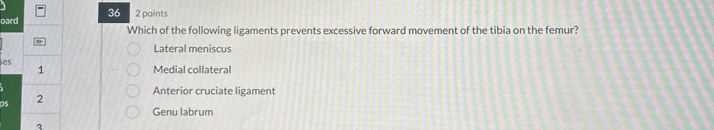 Solved 362 ﻿pointsWhich of the following ligaments prevents | Chegg.com