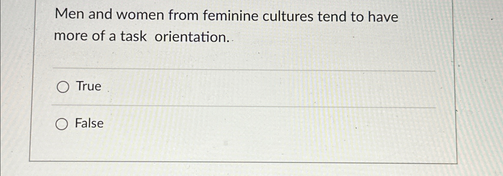 Solved Men and women from feminine cultures tend to have | Chegg.com