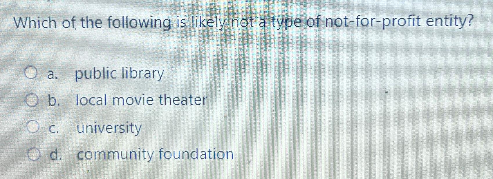 Solved Which of the following is likely not a type of | Chegg.com