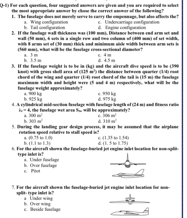 Solved Q-1) For each question, four suggested answers are | Chegg.com