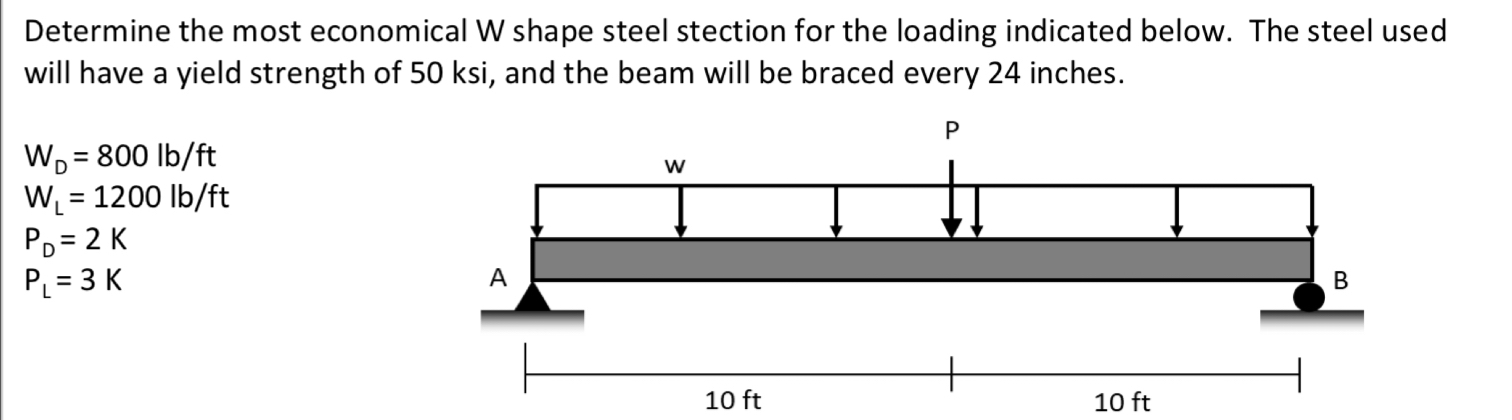 Solved Determine the most economical W shape steel stection | Chegg.com