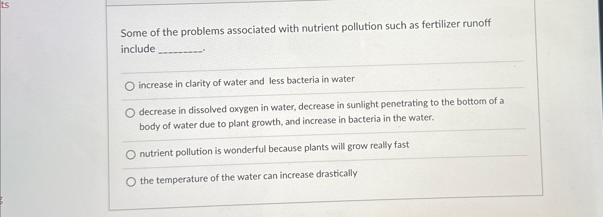 Solved Some of the problems associated with nutrient | Chegg.com