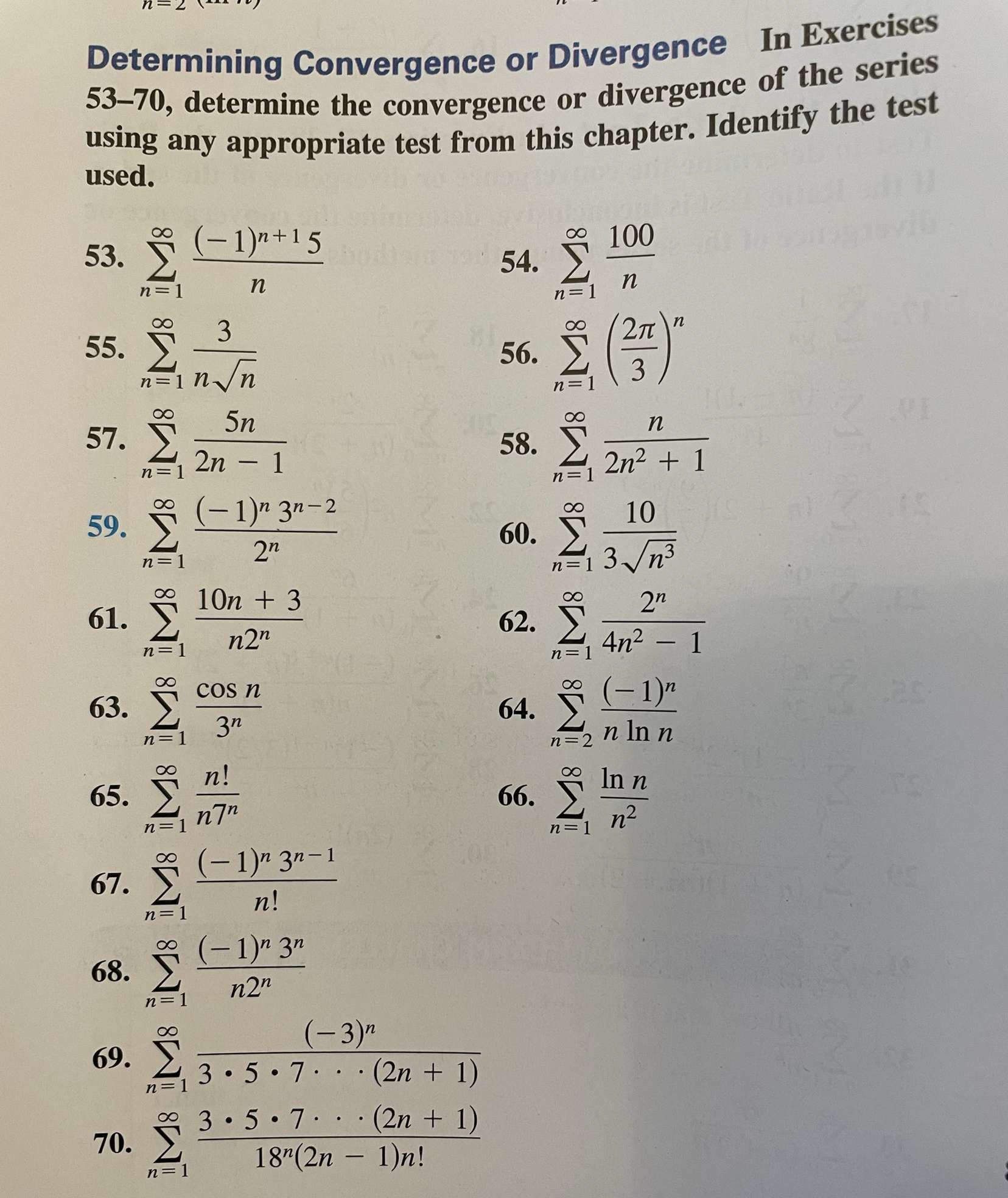 Determining Convergence or Divergence In Exercises | Chegg.com