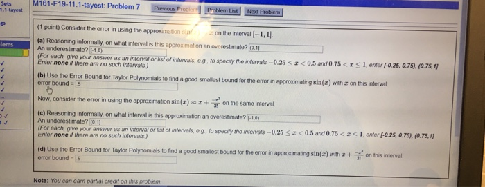 Solved M161-F19-11.1-tayest: Problem 7 Previous Problem is | Chegg.com
