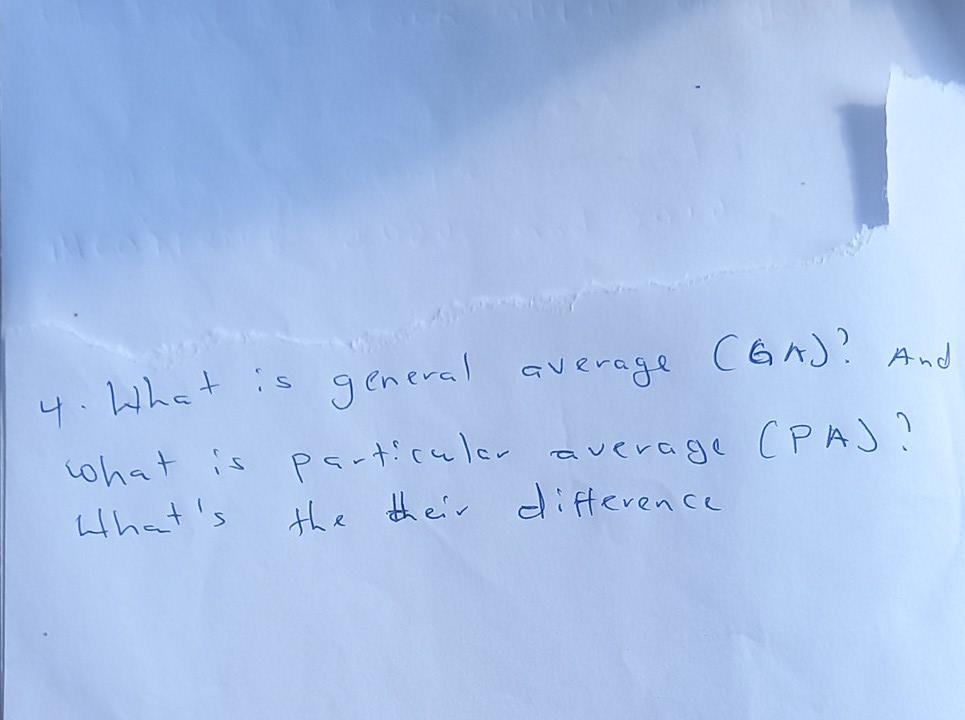Solved What is general average(GA)?and what is particular | Chegg.com