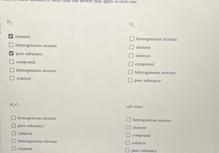 element heterogeneous mixture pure substance compound | Chegg.com