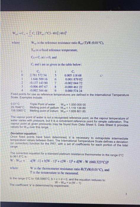 Reference Functions: For temperatures in the range | Chegg.com