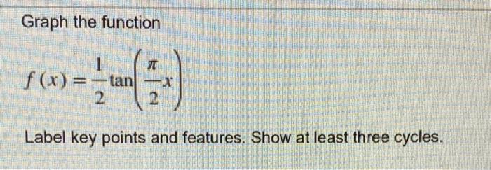 Solved Graph the function 1 f(x)=-tan = 2 -X 2 Label key | Chegg.com