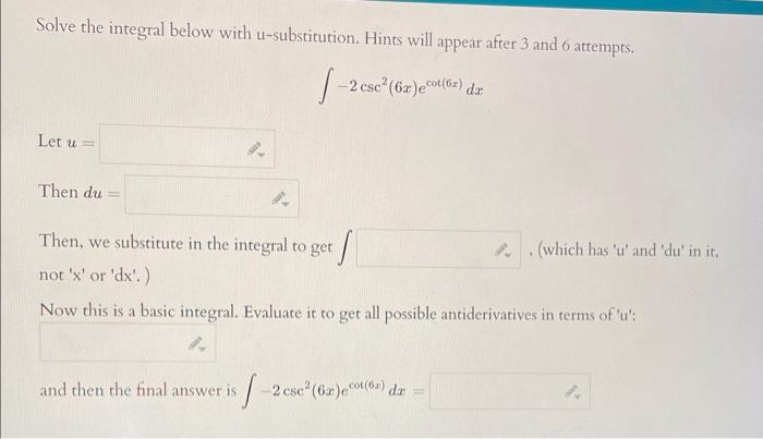Solved Solve the integral below with u-substitution. Hints | Chegg.com