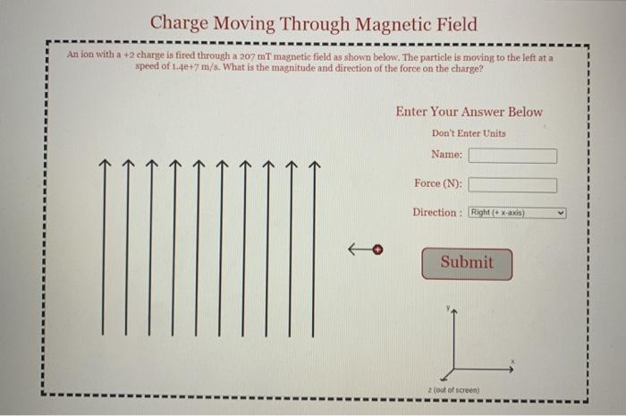Solved Charge Moving Through Magnetic Field An ion with a +2 | Chegg.com