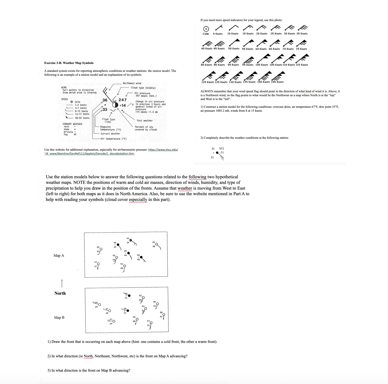 Solved Exercise 3-B: Weather Map Symbols A standard system | Chegg.com