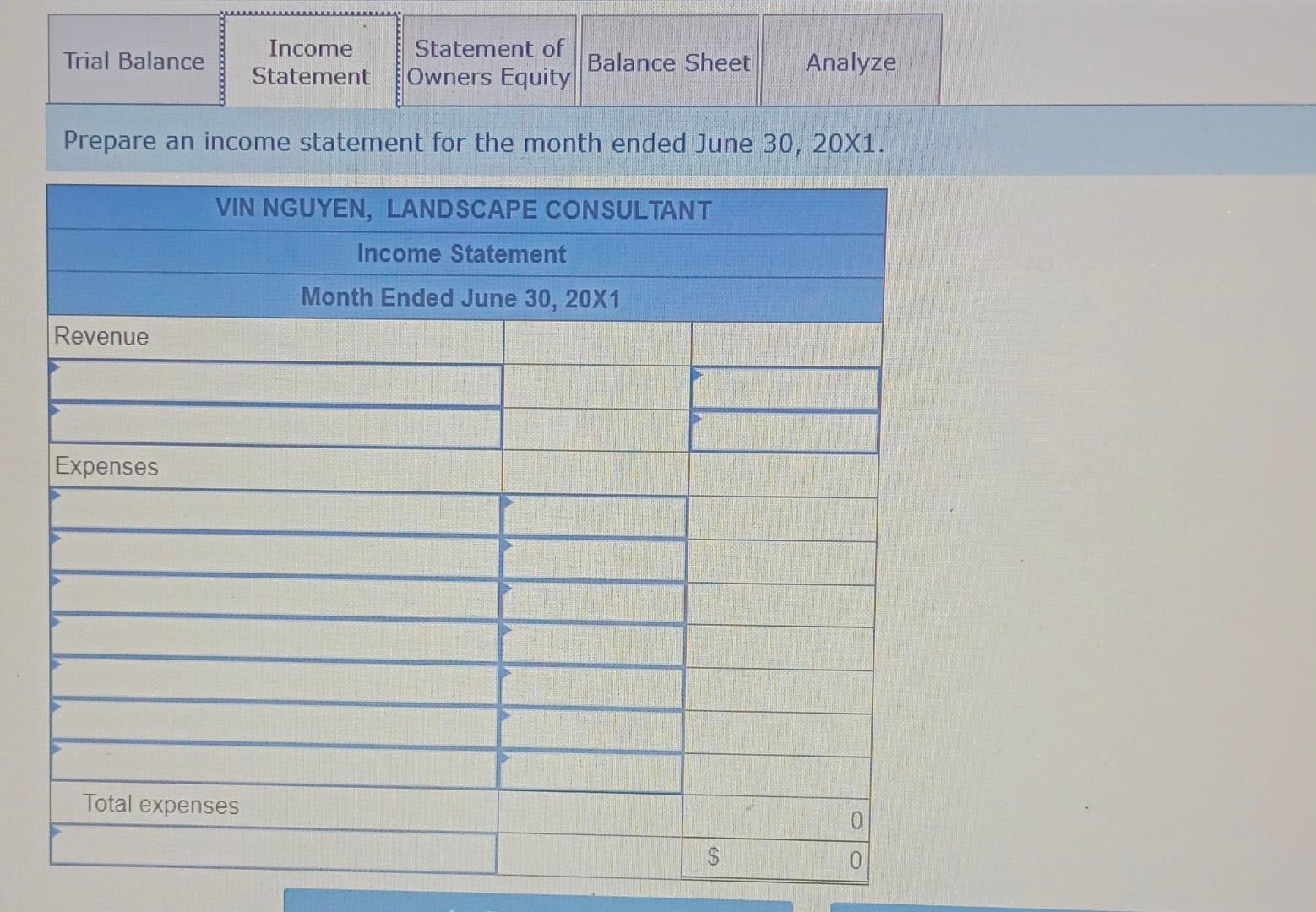 Prepare an income statement for the month ended June | Chegg.com