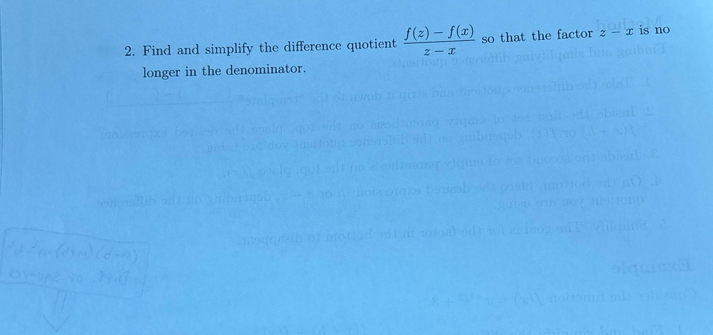 Find and simplify the difference quotient | Chegg.com