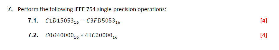 Solved Perform the following IEEE 754 ﻿single-precision | Chegg.com