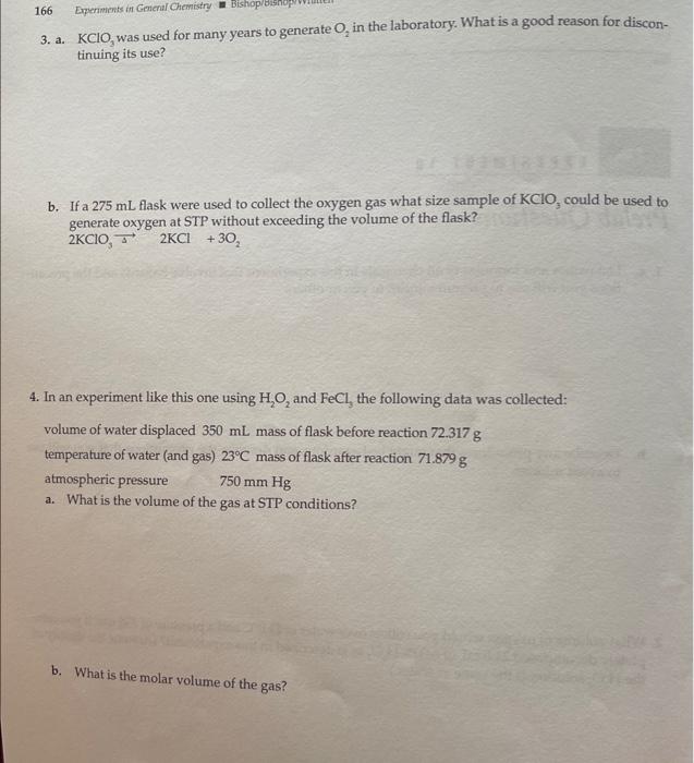 3. a. KClO2 was used for many years to generate O2 in | Chegg.com