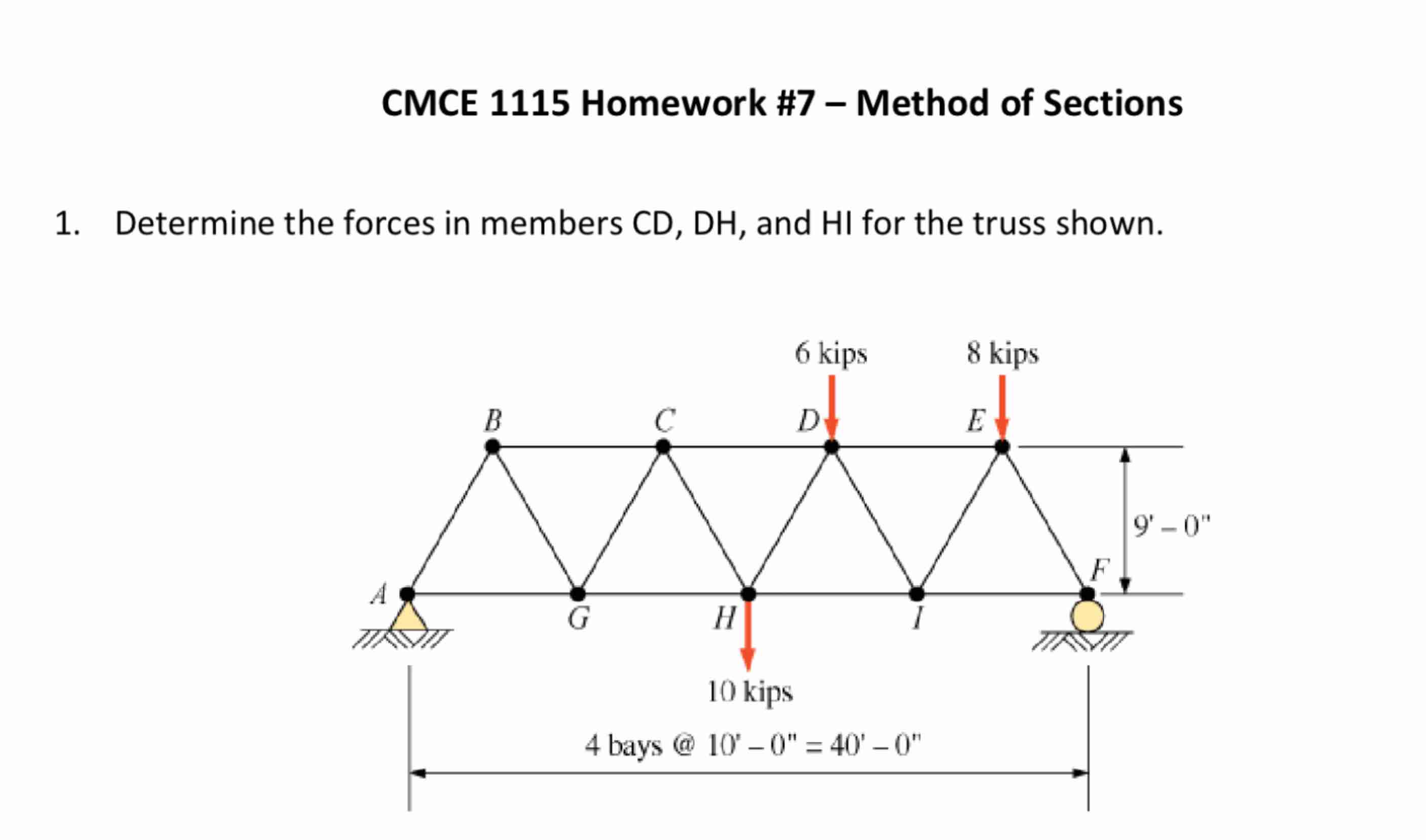 Solved 1115 ﻿Homework #7 - ﻿Method of SectionsDetermine the | Chegg.com