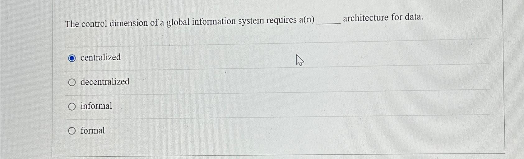Solved The control dimension of a global information system | Chegg.com