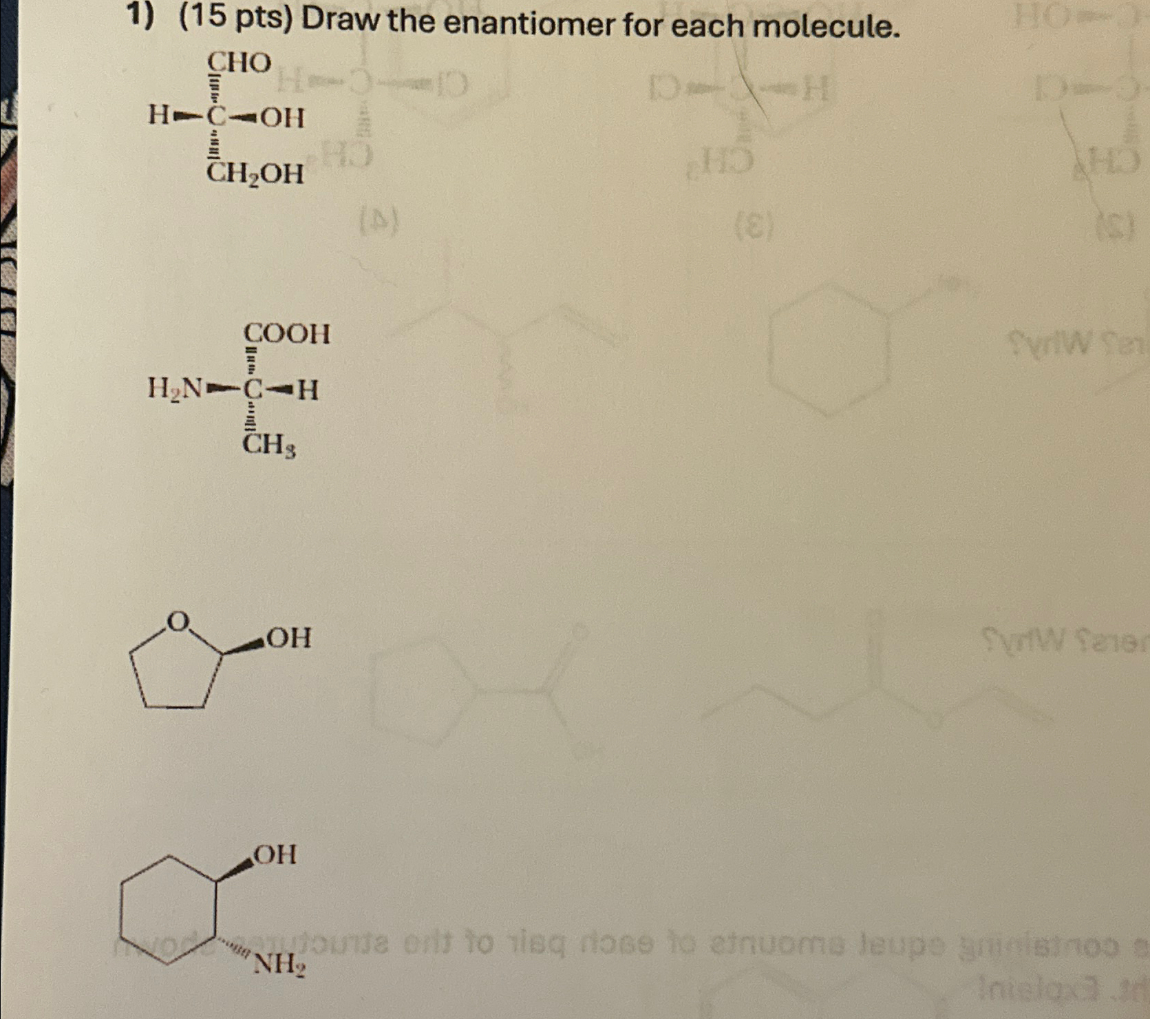 Solved Draw the enantiomer for each molecule. | Chegg.com