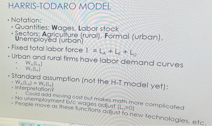 Harris-Todaro Model. Harrisville's economy operates | Chegg.com