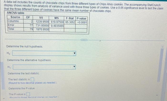 Solved A data set includes the counts of chocolate chips | Chegg.com