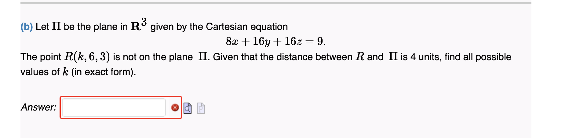 Solved (b) ﻿Let Π ﻿be the plane in R3 ﻿given by the | Chegg.com