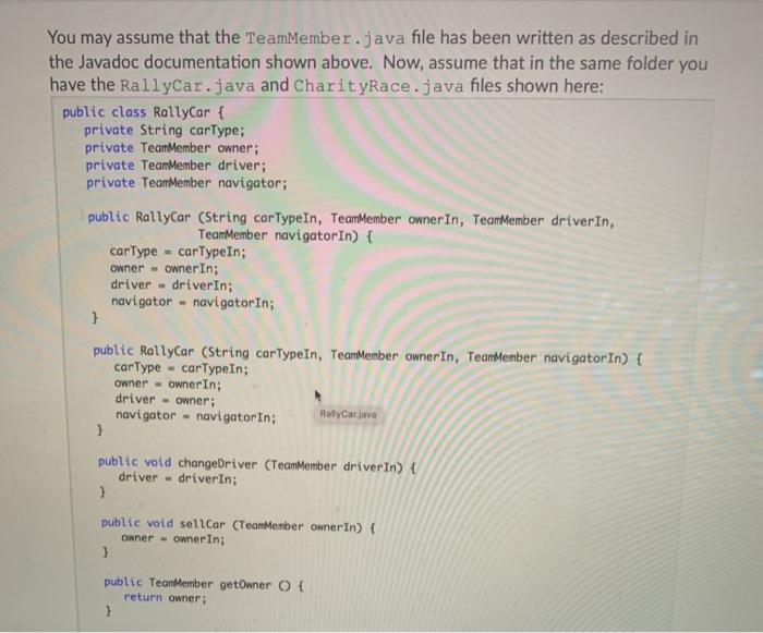 Solved Examine the following Javadoc documentation for a | Chegg.com