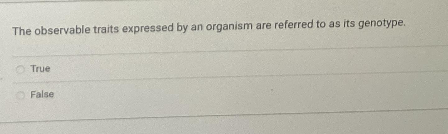 Solved The observable traits expressed by an organism are | Chegg.com