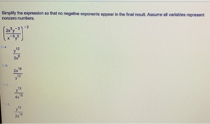 Solved Simplify the expression so that no negative exponents | Chegg.com