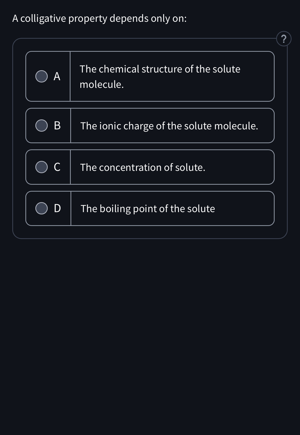 High Quality SOLUTION A colligative property depends only on:?A The | Chegg.com