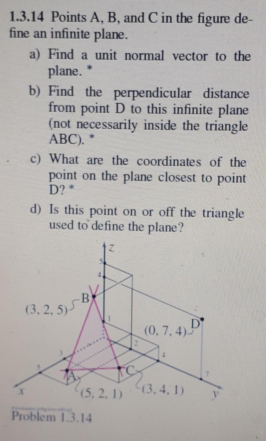 Solved 1.3.14 Points A, B, and \\( \\mathrm{C} \\) in the | Chegg.com