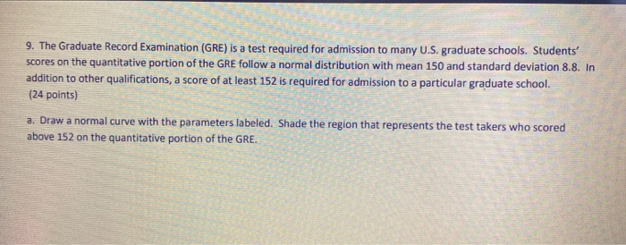 Solved 9. The Graduate Record Examination (GRE) is a test | Chegg.com