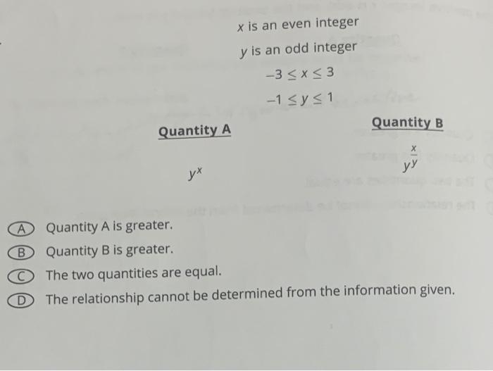 Solved x is an even integer y is an odd integer -3 | Chegg.com