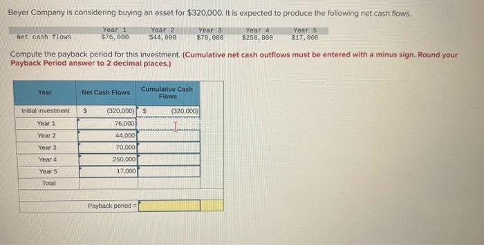 Solved Beyer Company is considering buying an asset for | Chegg.com